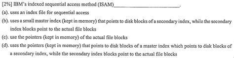 Solved 2 ﻿ibms Indexed Sequential Access Method