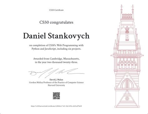 Daniel Stankovych On Linkedin Completed Cs50s Web Programming With Python And Javascript Course