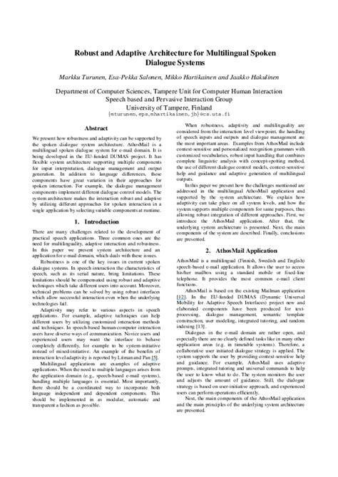 Pdf Robust And Adaptive Architecture For Multilingual Spoken Dialogue