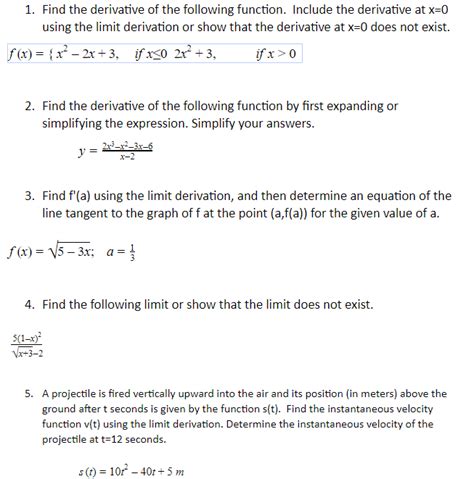 Solved Find The Derivative Of The Following Function Chegg Com