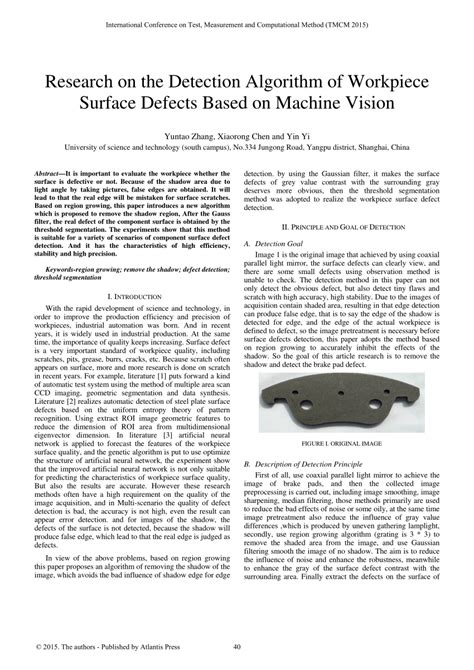 Pdf Research On The Detection Algorithm Of Workpiece Surface Defects Based On Machine Vision