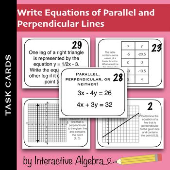 Task Cards Write Equations Of Parallel And Perpendicular Lines TPT