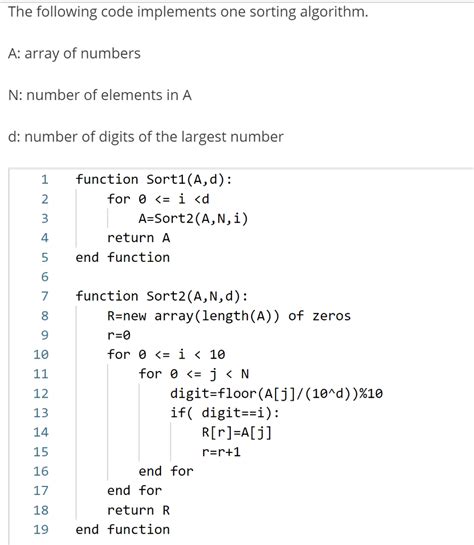 Solved The Following Code Implements One Sorting Algorithm