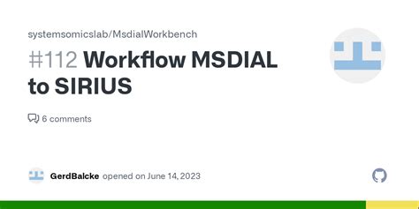 Workflow Msdial To Sirius · Issue 112 · Systemsomicslab