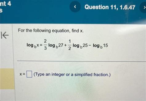 Solved For The Following Equation Find X Chegg Com
