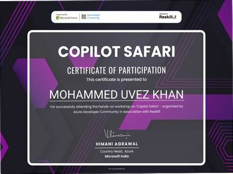 Mohammed Uvez Khan On Linkedin Copilotsafari Microsoftazure Reskill