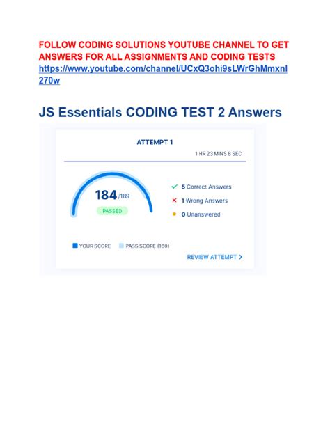 Js Essentials Coding Test 2 Answers Pdf Computer Programming Notation