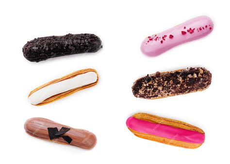 Premium Photo Different Types Of French Eclairs Isolated On White