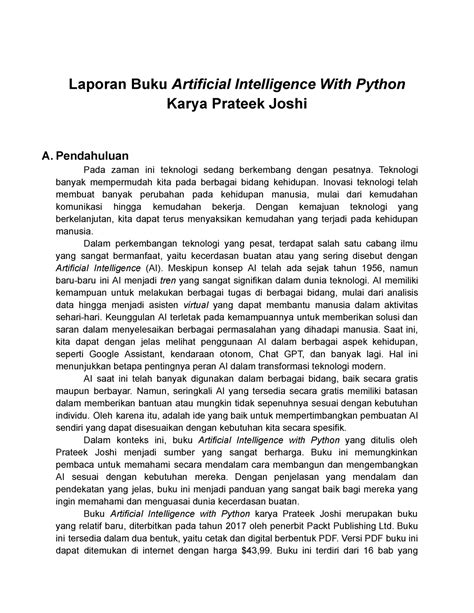 Laporan Buku Artificial Intelligence With Python Karya Prateek Joshi