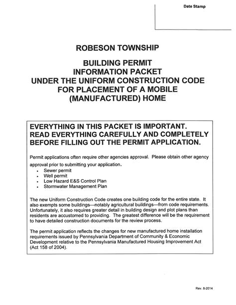 Permit Applications Township Of Robeson