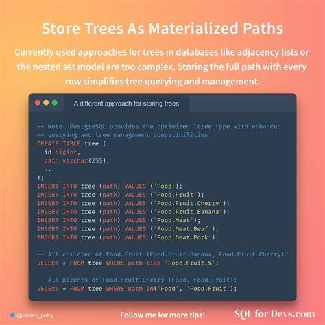 Tobias Petry Sql On Twitter Database Tip There Are Alternative Ways Of Storing Trees In A