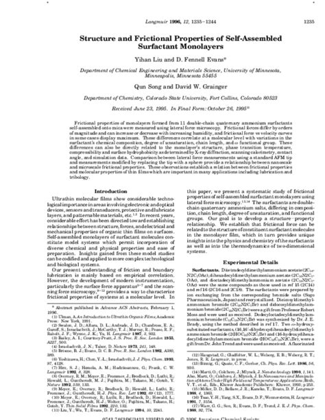 Pdf Structure And Frictional Properties Of Self Assembled Surfactant