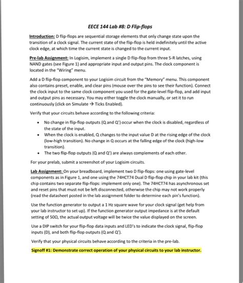 solved eece 144 lab 8 d flip flops introduction d