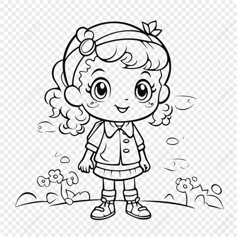 아이 개요 스케치 드로잉에 대한 어린 소녀 색칠 페이지 벡터개요 예술머리 Png 일러스트 무료 다운로드 Lovepik