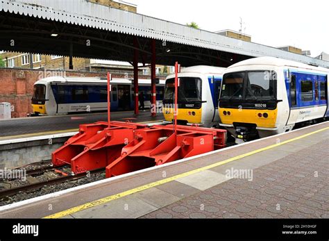 Three Class 165 Passenger Trains At Marylebone Station In London Stock