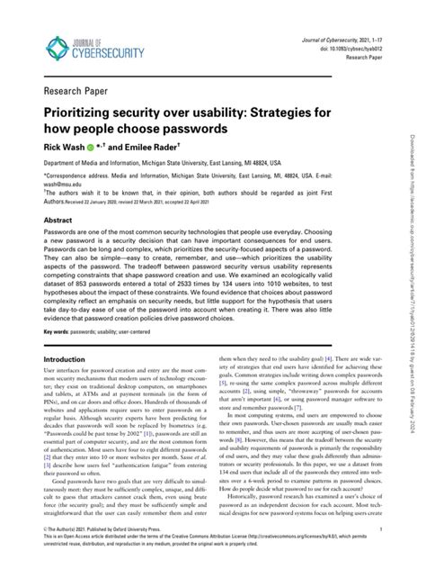 Strategies For How People Choose Passwords Pdf Password Usability