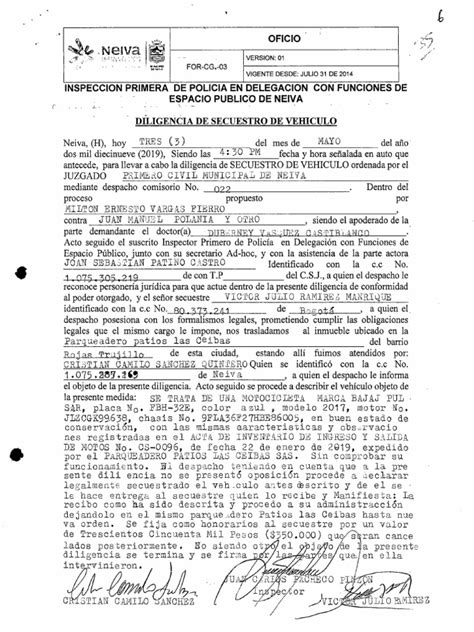 Diligencia Secuestro Pdf
