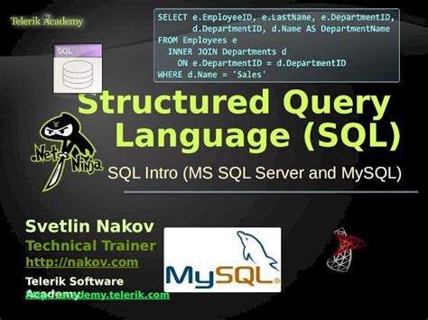 Pptx Sql Intro Ms Sql Server And Mysql Svetlin Nakov Telerik