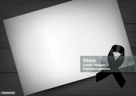 애도 블랙 존경 리본과 종이 나무 배경 배너에 기호를 비웃는 다 평화 장례식에 나머지 벡터 일러스트 레이 션 카드 편지 문서에