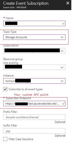 c working with azure event grid and blob storage stack overflow