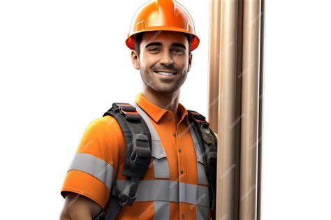 Premium Photo Smiling Construction Worker In Hardhat And Safety Vest