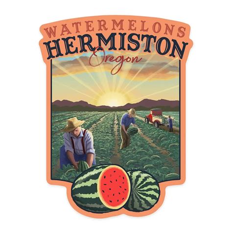 Hermiston Oregon Watermelon Field Contour Outdoor Vinyl Stickers