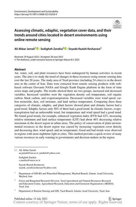 Assessing Climatic Edaphic Vegetation Cover Data And Their Trends