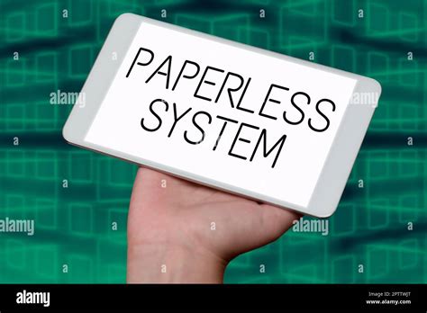Text Caption Presenting Paperless System Internet Concept Storage Or Communication Of