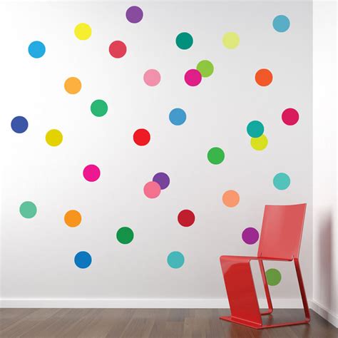 36 Rainbow Polka Dots Wall Decals Confetti Dots Matte Fabric Removabl