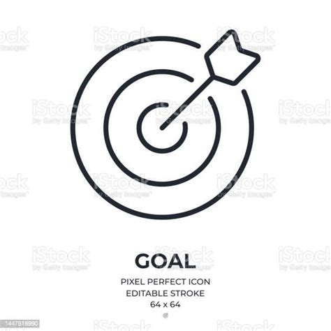목표 및 초점 편집 가능한 획 윤곽선 아이콘은 흰색 배경 평면 벡터 그림에 격리되어 있습니다 완벽한 픽셀 64 엑스 64 모자이크 처리에 대한 스톡 벡터 아트 및 기타