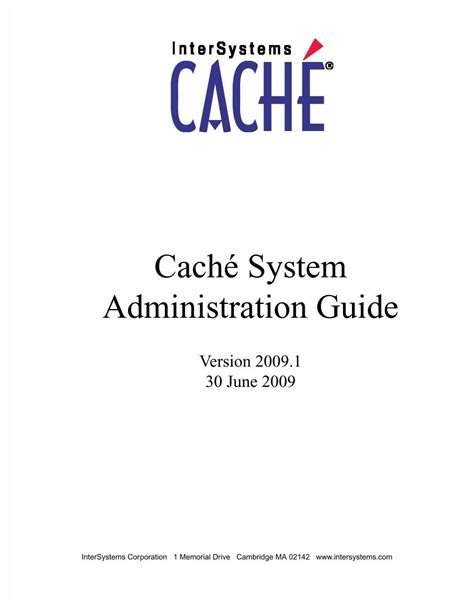 Caché System Administration Guide Intersystems Documentation