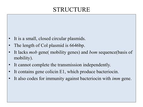 Plasmid Types Structure And Functions Ppt