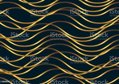 반짝이는 황금 선이있는 진한 파란색 추상 파동 배경 고급 스러움과 우아한 스타일의 템플릿 디자인 현대의 단순한 겹치는 웨이브