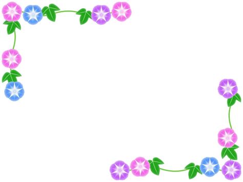 あさがおフレーム花模様飾り枠素材イラスト 無料イラスト素材｜素材ラボ
