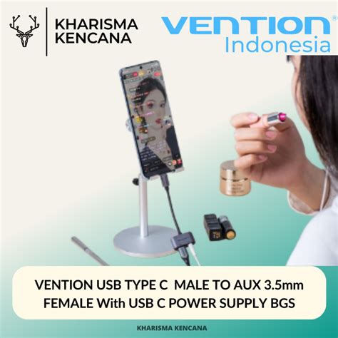 KABEL KONEKTOR VENTION USB TYPE C MALE TO AUX 3 5mm FEMALE With USB C POWER SUPPLY