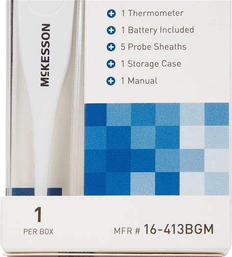 Mckesson Digital Thermometer Kit Oral 30 Sec Reading Recall Memory Fever Alarm Includes