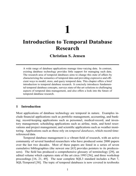 1 Introduction To Temporal Database Research