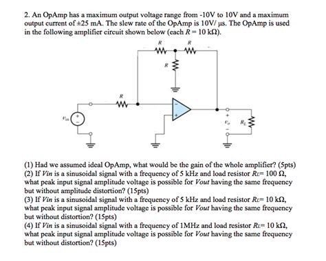 Solved An Op Has A Maximum Output Voltage Range From Chegg