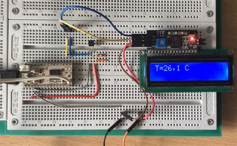 onewire temperature sensor ds18b20 and i2c lcd display