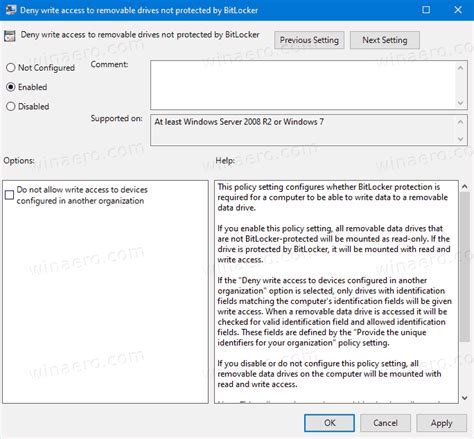 Deny Write Access To Removable Drives Not Protected By Bitlocker