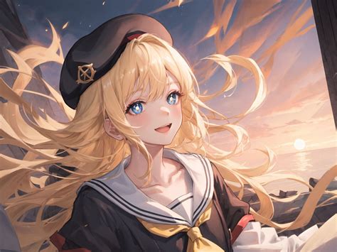 Download Wallpaper 1600x1200 Girl Sailor Suit Anime Smile Art