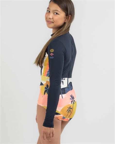 Rip Curl Girls Melting Long Sleeve Surfsuit In Navy Free Shipping