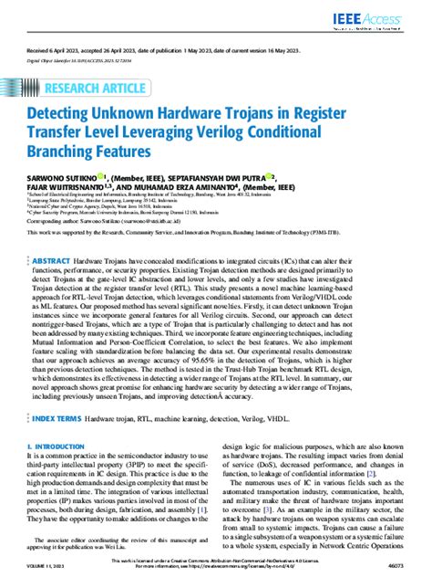 Pdf Detecting Unknown Hardware Trojans In Register Transfer Level