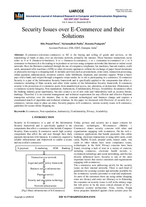 Pdf Security Issues Over E Commerce And Their Solutions