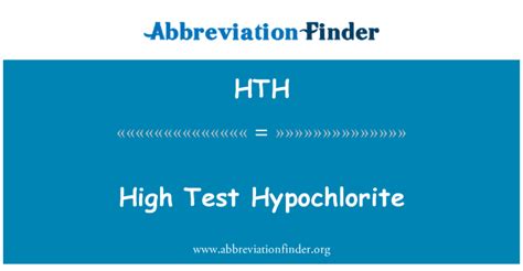 Hth Staat Voor Hoge Test Hypochloriet High Test Hypochlorite