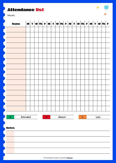 Attendance Chart Template