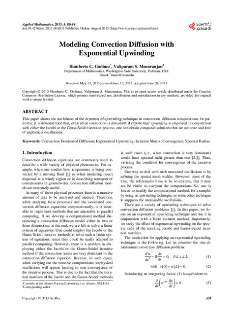 Pdf Modeling Convection Diffusion With Exponential Upwinding