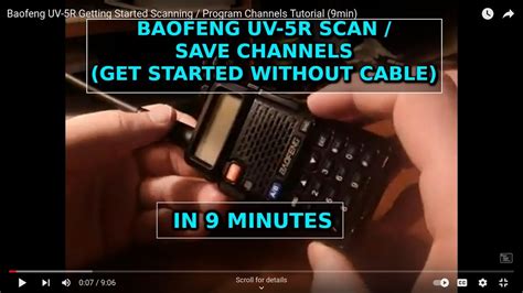 TUTORIAL Baofeng UV R Scanning Programming Channels Min YouTube