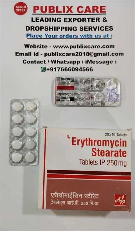 Erythromycin Stearate 250 Mg Tablet Packaging Size 10x10 At ₹ 47 Box