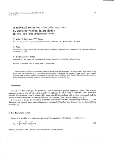 Pdf A Universal Solver For Hyperbolic Equations By Cubic Polynomial Interpolation Ii Two And